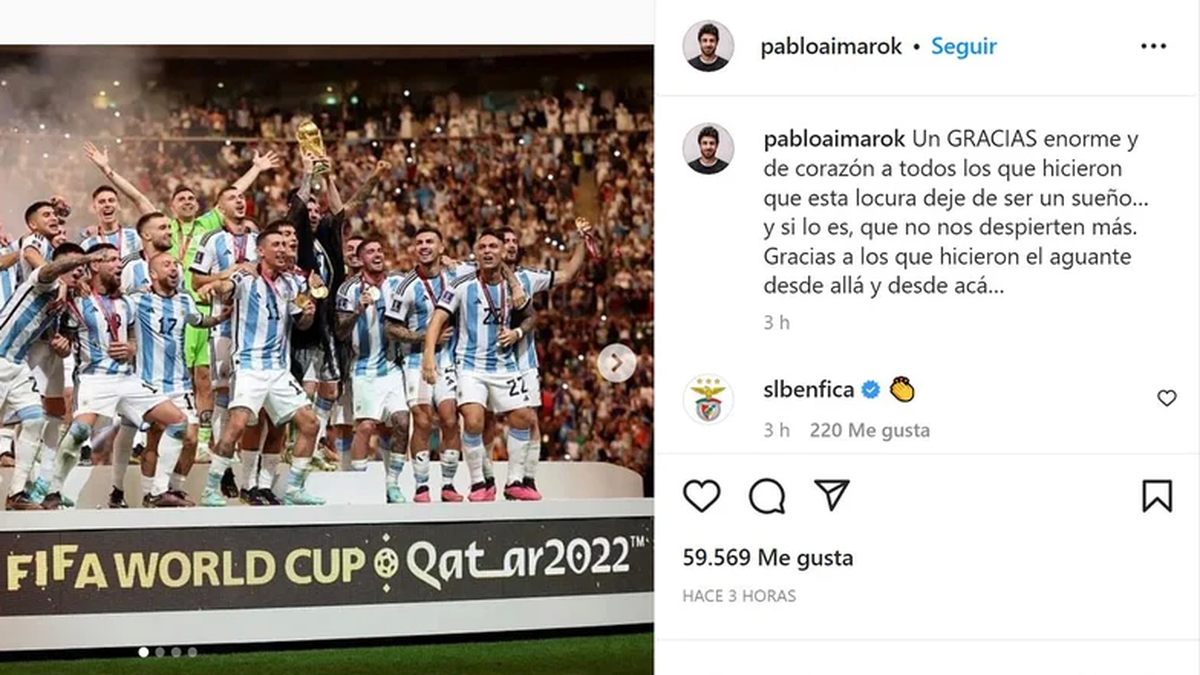 Pablo Aimar hizo su primera publicación referida al Mundial