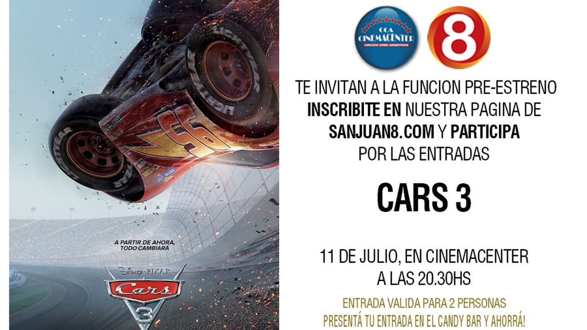 Estos son los ganadores de las entradas para ver Cars 3 en CinemaCenter