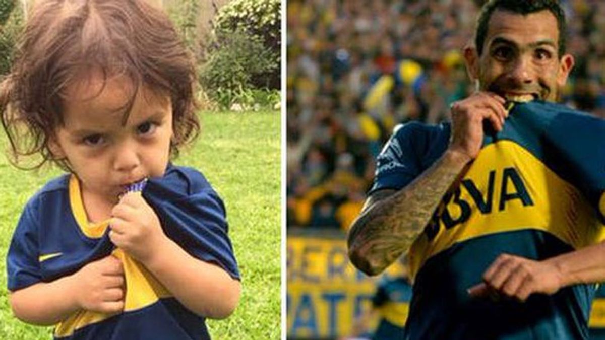 ¡Estás igual! El pequeño Tevez festeja los goles imitando a su papá