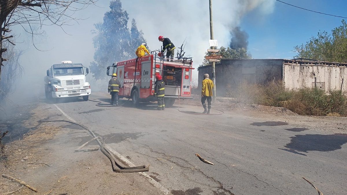 Voraz incendio en Médano de Oro puso en peligro casas aledañas
