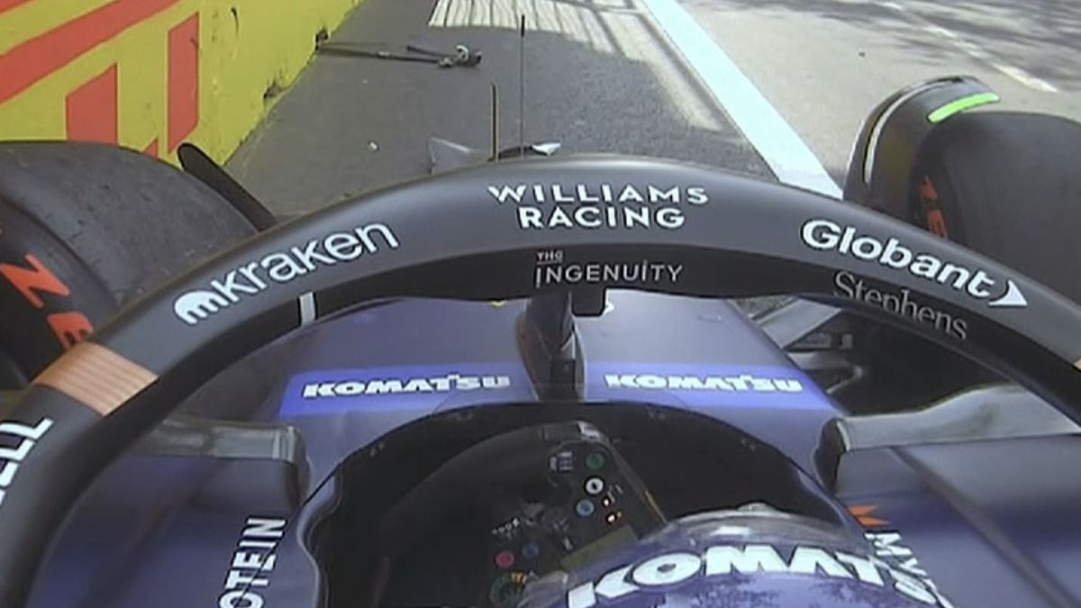 Colapinto perdió el control de su Williams y chocó en Azerbaiyán